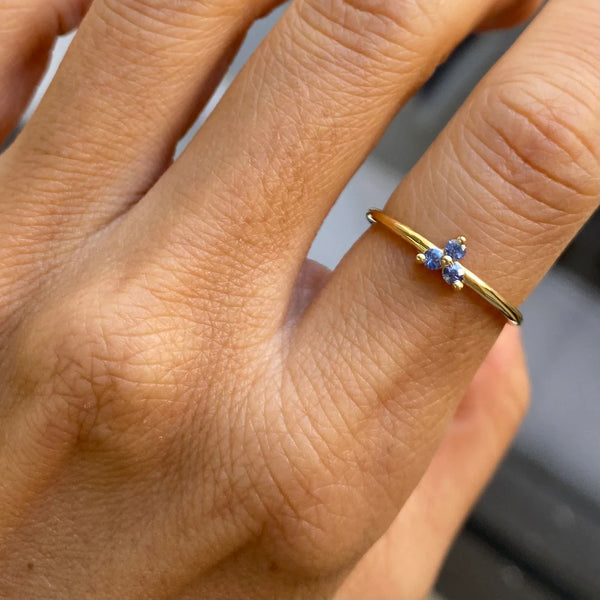 Jennie Kwon Blue Sapphire Triad Ring, Sapphire Rings, UK – Stone Hearts ...