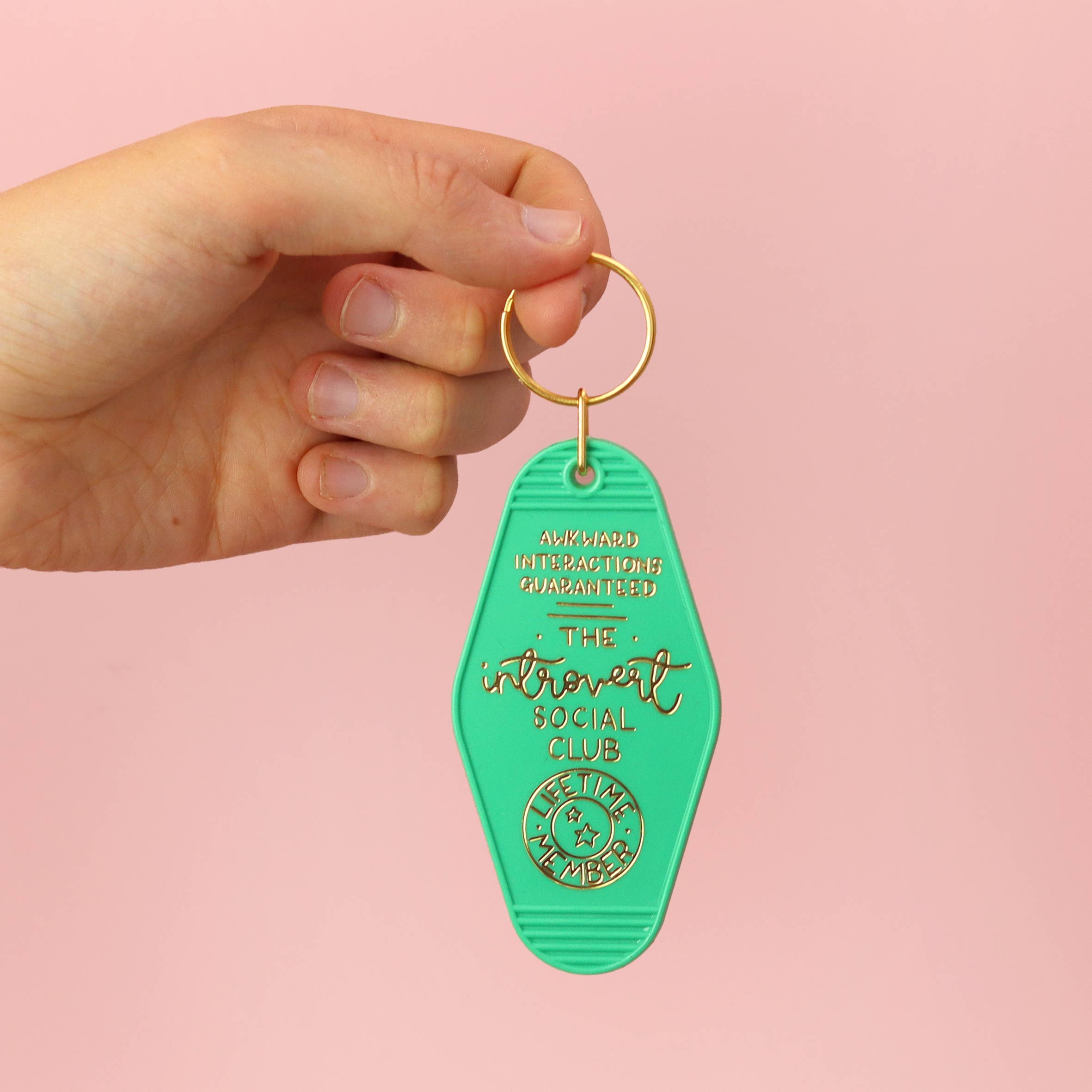 Keyring - the introvert social club - green – Stone Hearts Club