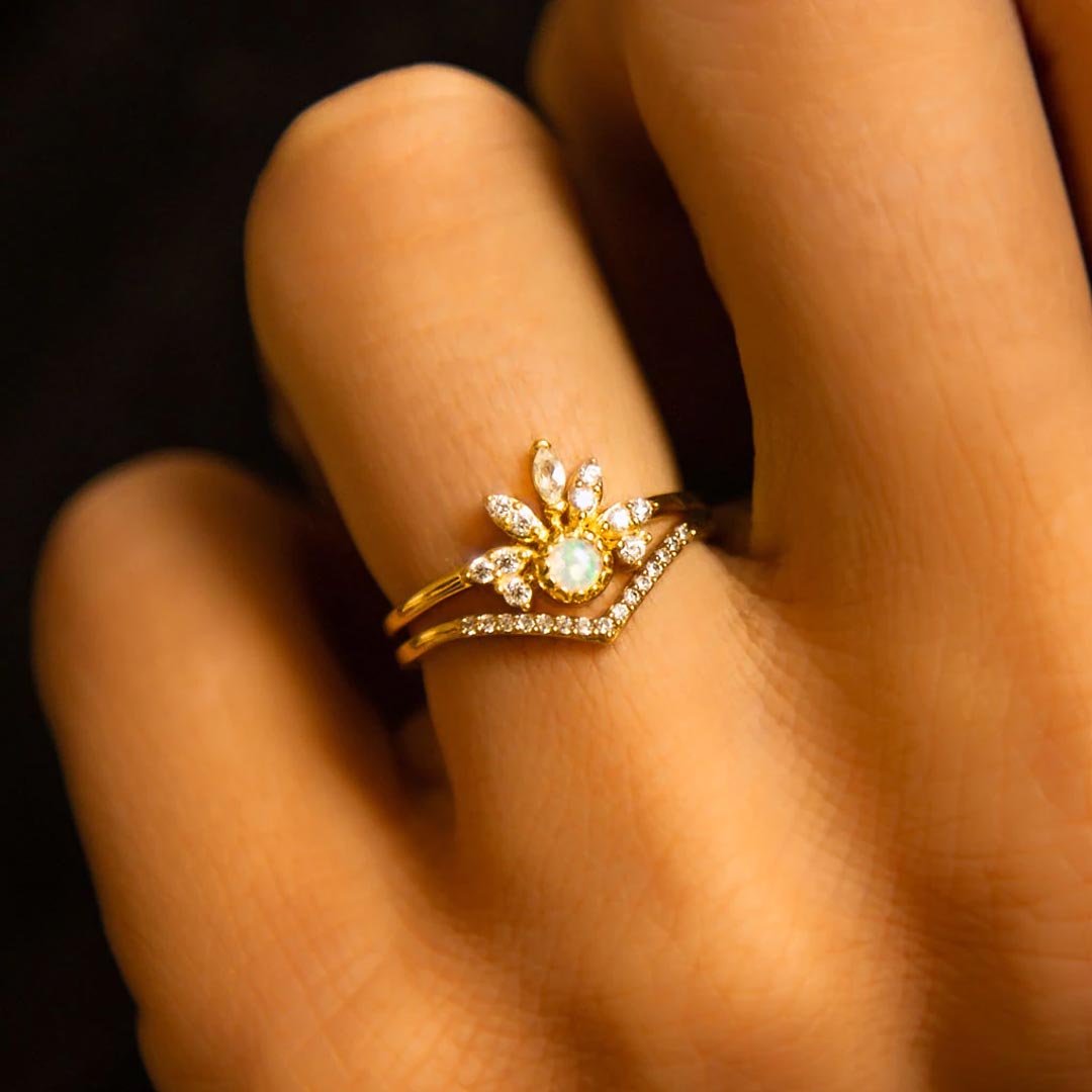 La Kaiser Opal & Diamond Pocahontas Ring | Stacking Rings – Stone ...