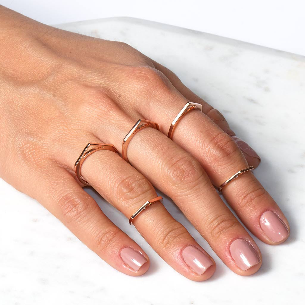 Open V Rose Gold Ring Set | Designer Rings | Luv AJ – Stone Hearts Club